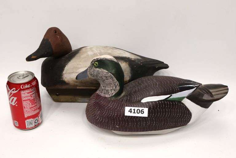 2 Working Duck Decoys, Widgeon Signed Roy L. White Knott's Island ...