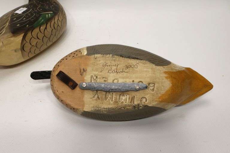 Pair Jimmy Bowden Green Winged Teal Duck Decoy - Dixon's Auction at ...
