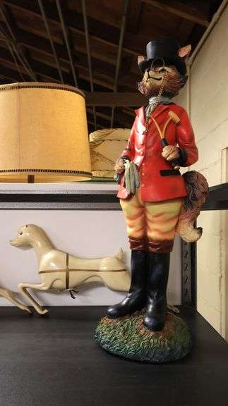 Celluloid Santa & Reindeer Figures, Fox Hunt Fox & Hunter Statues ...