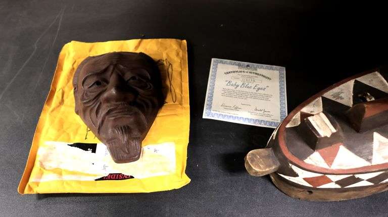 African Wood Carved & Japanese Cast Iron Masks - Dixon's Auction at ...