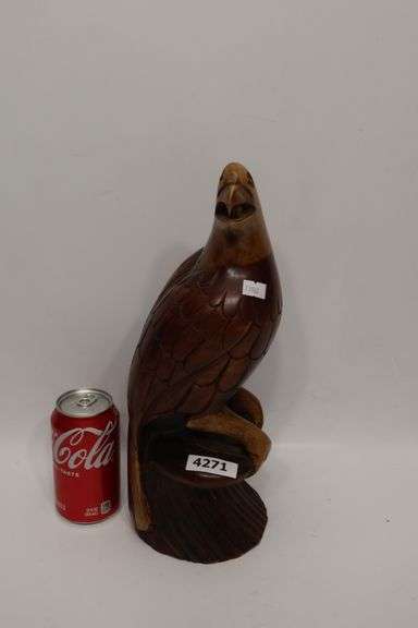 Folk Art Red Condor Carved Wood Sculpture-Signed - Dixon's Auction at ...