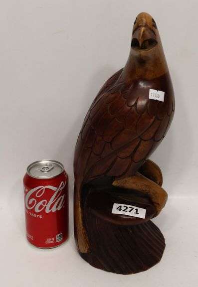 Folk Art Red Condor Carved Wood Sculpture-Signed - Dixon's Auction at ...