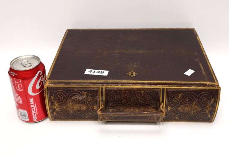 Antique Tooled Leather Lock Box - Dixon's Auction at Crumpton