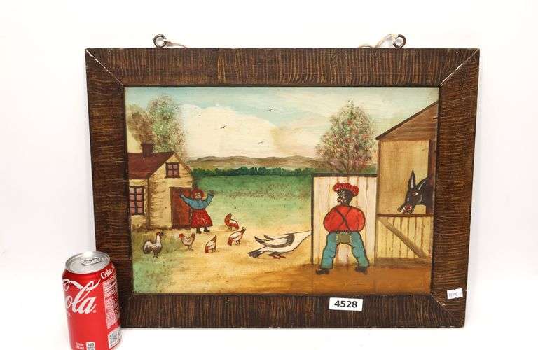 Folk Art Southern American Double Sided Oil Painting - Dixon's Auction ...