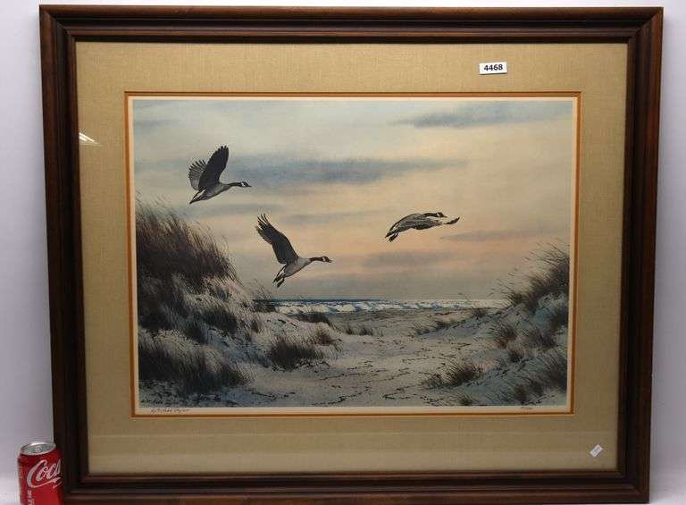 William Redd Taylor Artist Signed Print of Canadian Geese Over Dunes ...