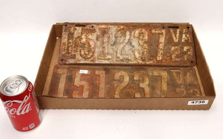 Pair Antique Virginia License Plates - Dixon's Auction at Crumpton