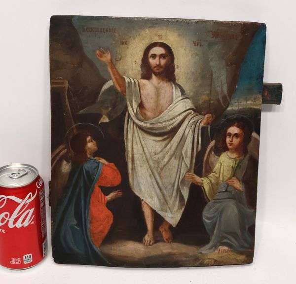 Antique Russian Orthodox Painted Wood Icon - Dixon's Auction at Crumpton
