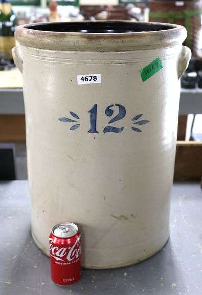 Antique 12 Gallon Stoneware Crock - Dixon's Auction at Crumpton