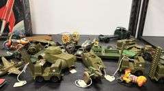 Lot of Vintage Mercedes Bus & Military Vehicle Toys, Alpha 1 Missile ...