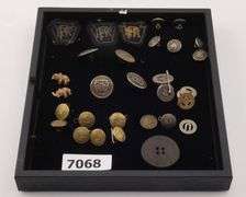 Tray Lot of Railroad Buttons & Misc. Items - Dixon's Auction at Crumpton