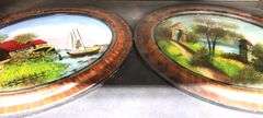 (2) Antique Oval Reverse Paintings on Convex Glass - Dixon's Auction at ...