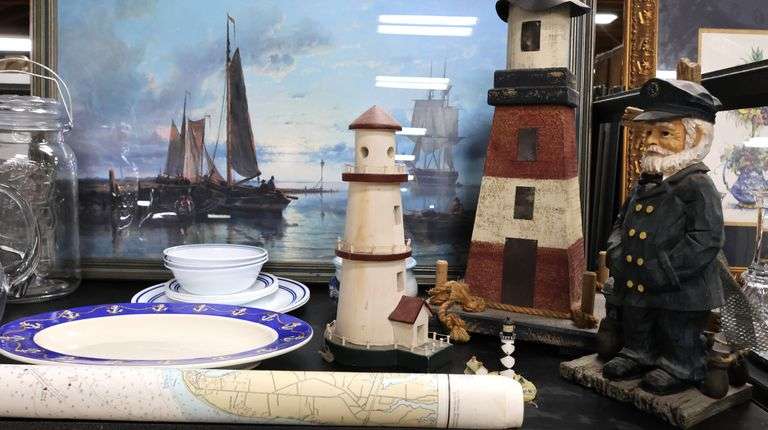 Nautical Decor, Chart, Old Salt, Lighthouse, Sailboat Print, Dishes Etc ...