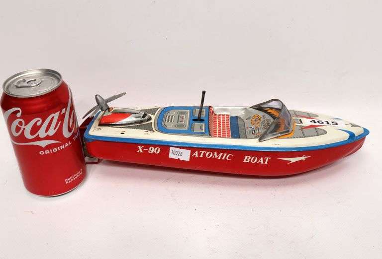 Vintage Japanese X-90 Atomic Boat Tin Toy - Dixon's Auction at Crumpton