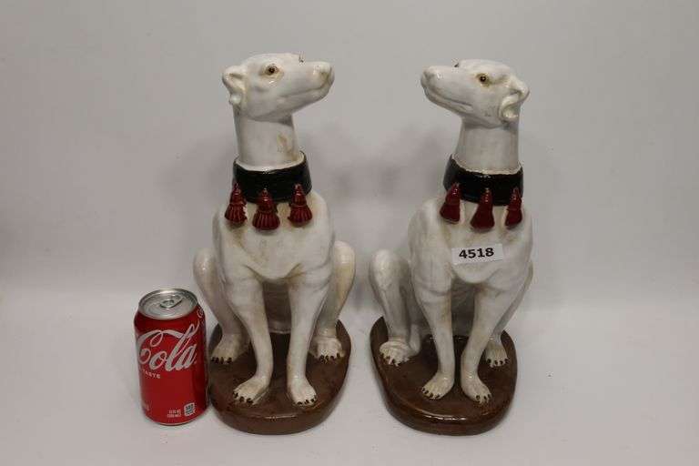 Pair Asian Porcelain Whippet Dogs - Dixon's Auction at Crumpton