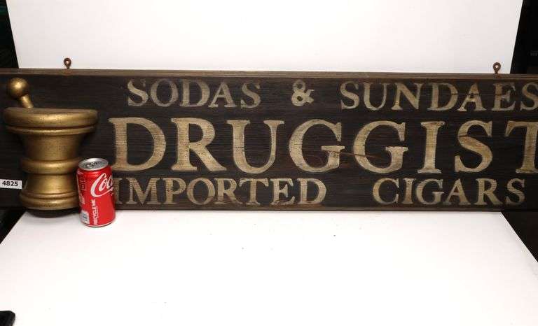 Primitive Carved and Painted Druggist Trade Sign - Dixon's Auction at ...
