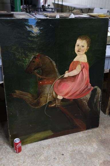 Antique Folk Art Portrait of Child, Restoration - Dixon's Auction at ...