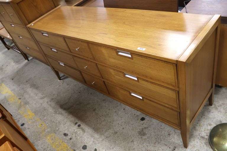 Basic-Witz MCM Walnut Nine Drawer Chest - Dixon's Auction at Crumpton