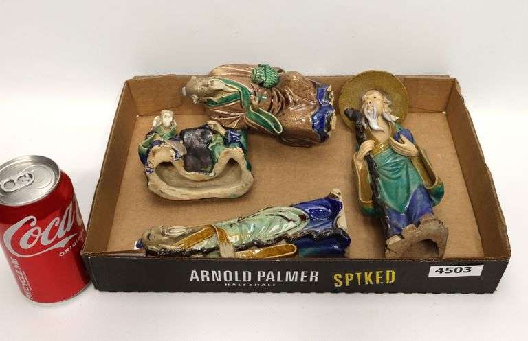 4 Chinese Porcelain Mud Men Figures - Dixon's Auction at Crumpton