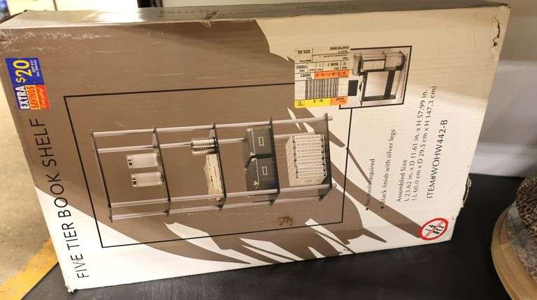 Book Shelf in Box & Leopard Print Lamp Shades - Dixon's Auction at Crumpton