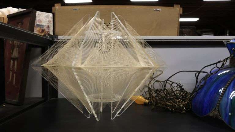 (2) Vintage Hanging Lamps, MCM String & Lucite & Slag Glass - Dixon's ...