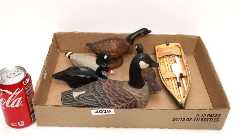 Lot Vintage Decoys and Miniature Boat Carving - Dixon's Auction at Crumpton