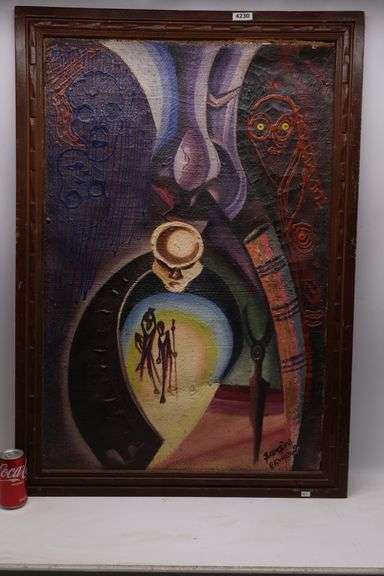 Surrealist Oil Painting Signed Lower Right - Dixon's Auction at Crumpton