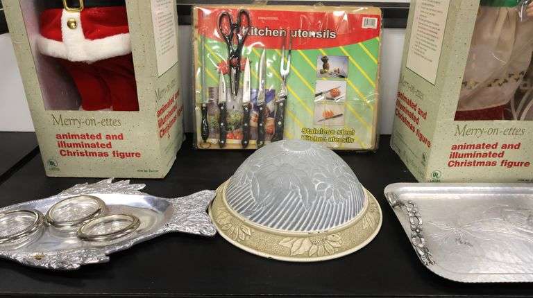 Lot Fish Plate, Aluminum Tray, Light Fixture, Santa & Mrs Claus Merry ...