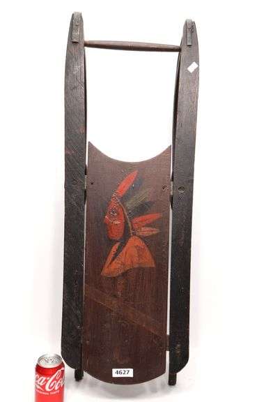 Antique Folk Art Painted Native American Chief Sled - Dixon's Auction ...