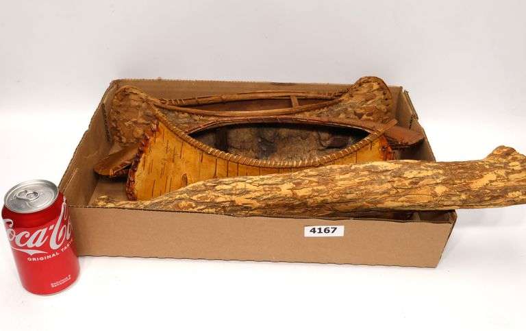 4 Vintage Native American Bark Canoe Models - Dixon's Auction at Crumpton