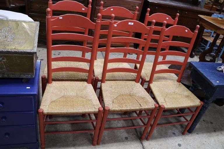 (6) Modern Farmhouse Painted Ladder Back Dining Chairs - Dixon's ...