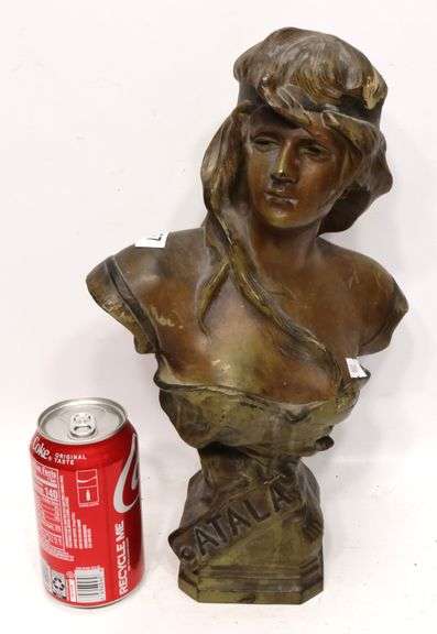Art Nouveau Spelter Bust of Atala - Dixon's Auction at Crumpton