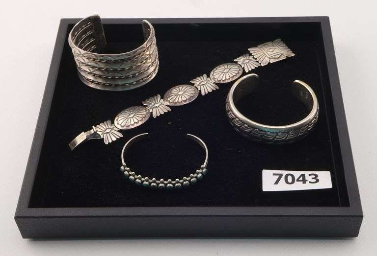 Silver & Sterling Silver Native American Style Bracelet Lot 5.5 ozt ...