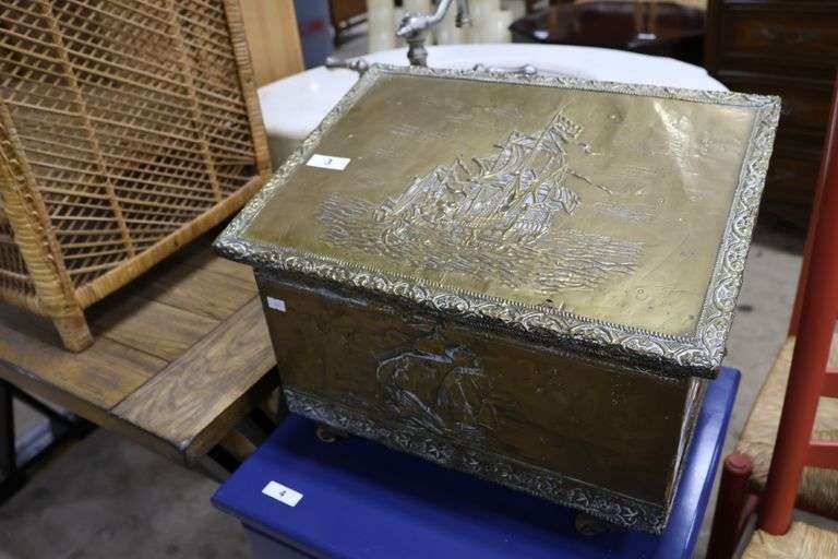 Antique Dutch Chased Brass Tinder Box Dixons Auction At Crumpton