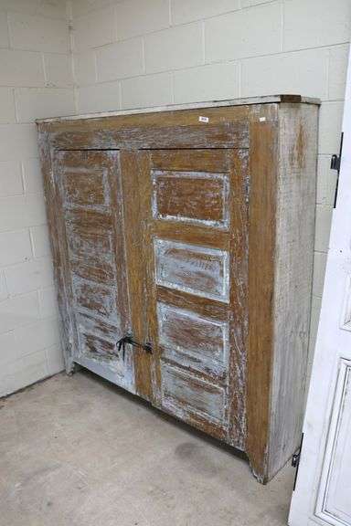 Farmhouse Distressed Paint Cupboard - Dixon's Auction at Crumpton
