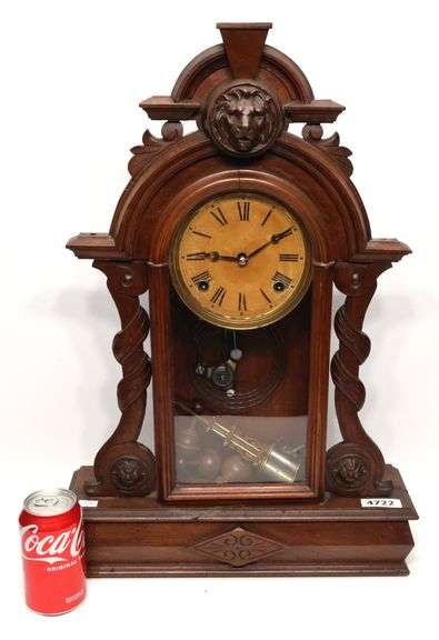 Antique Lion Mask Shelf Clock-Missing Finials - Dixon's Auction at Crumpton