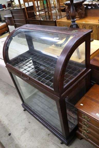 Antique Oak Cylinder Front Walking Stick Display Case - Dixon's Auction ...