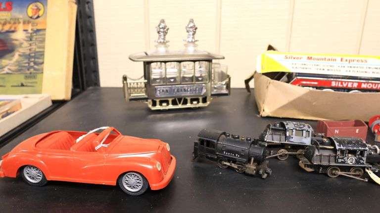 Lot of Vintage Toy Trains, San Francisco Trolly Decanter Set, Toy Car ...