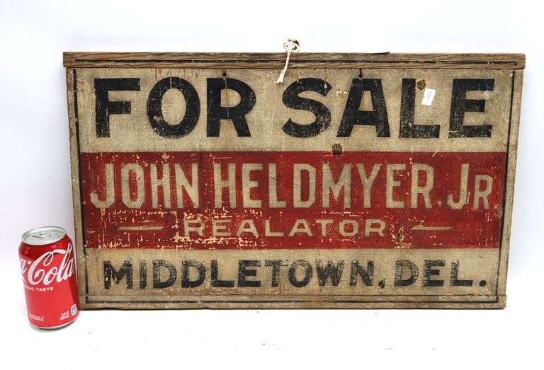 Antique Middletown, Delaware Folk Art Wooden Real Estate Sign - Dixon's ...