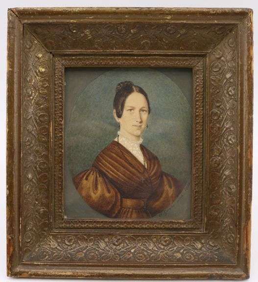 Miniature Watercolor Portrait of a Lady signed and dated H. Gernler ...