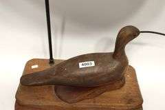 Vintage Curlew Shorebird Decoy Lamp, Shade Stained - Dixon's Auction at ...