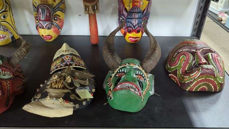 Lot of Ethnographic Wood Carved Tribal Masks - Dixon's Auction at Crumpton