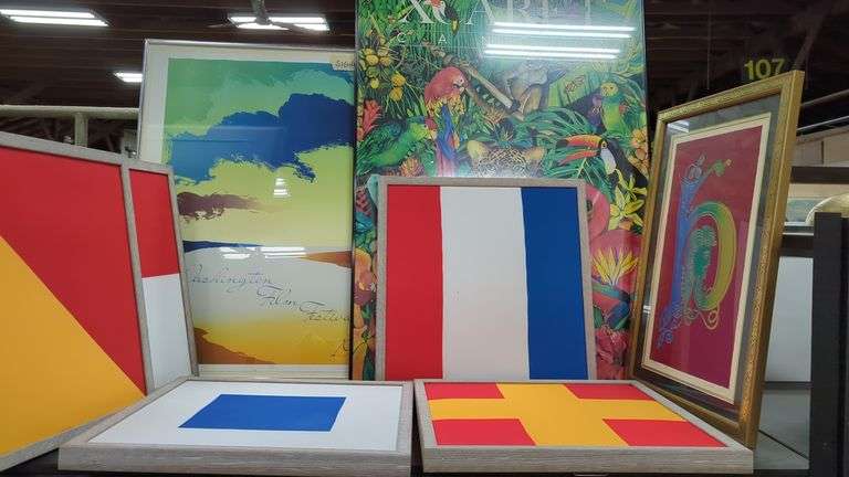 Lot of Framed Nautical Signal Flags, Signed Doyle Print & Posters ...