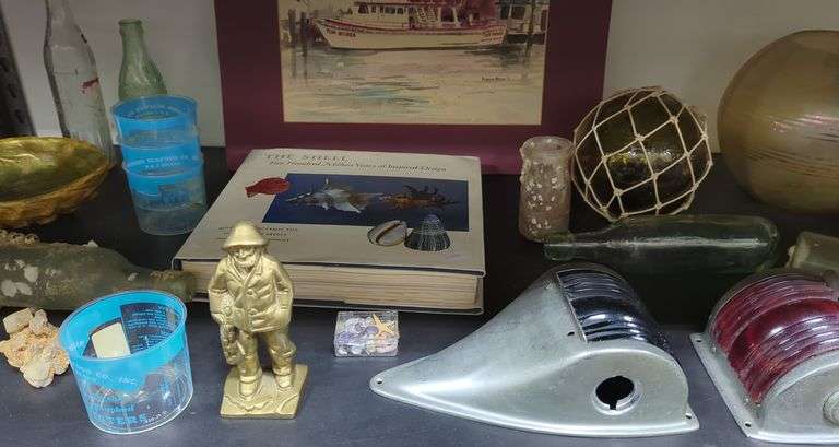 Lot Vintage Bottles, Nautical Navigation Lights, Float Ball, Ship ...
