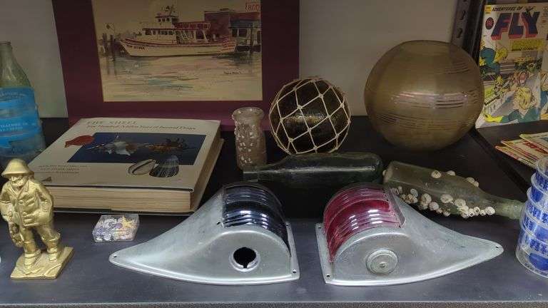 Lot Vintage Bottles, Nautical Navigation Lights, Float Ball, Ship ...