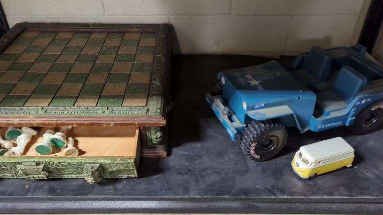 Lot Vintage Gi Joe Type Army Jeep, Chess Set with Pieces - Dixon's ...