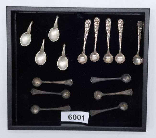 Group of 15 Silver Salt Spoons Including 4 Georg Jensen Denmark (51.5g ...