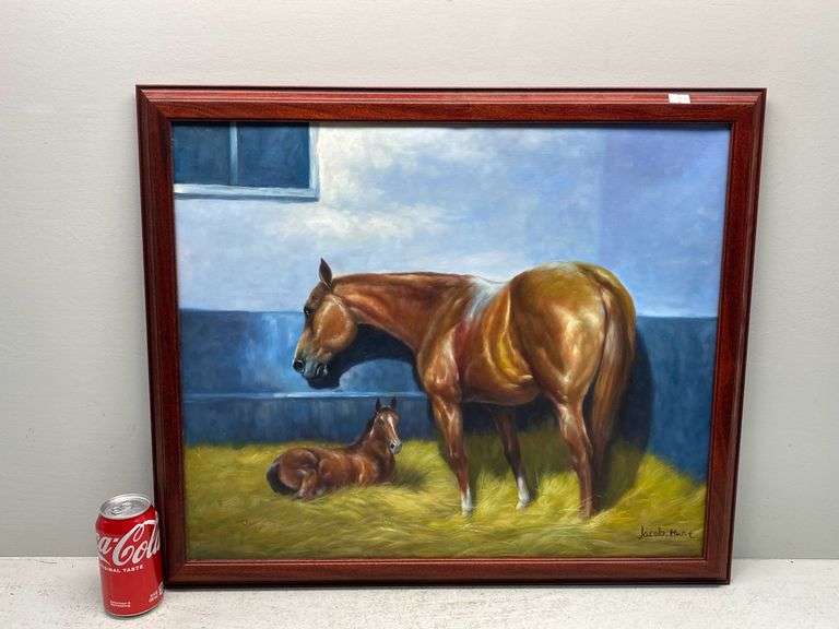 Jacob Hunt Painting of Mare and Foal - Dixon's Auction at Crumpton