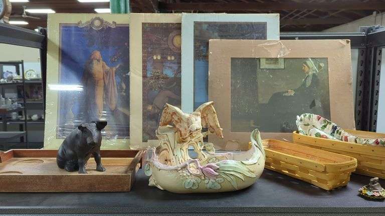Art Prints, Longaberger Baskets, Czech Pottery Eagle Bowl, Cast Iron ...