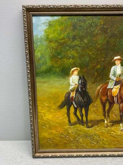 Colin Clarke Painting of Women and Girl Riding Horses - Dixon's Auction ...