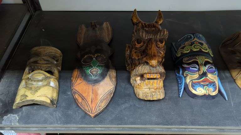 Lot of Ethnographic Wood Carved Tribal Masks - Dixon's Auction at Crumpton